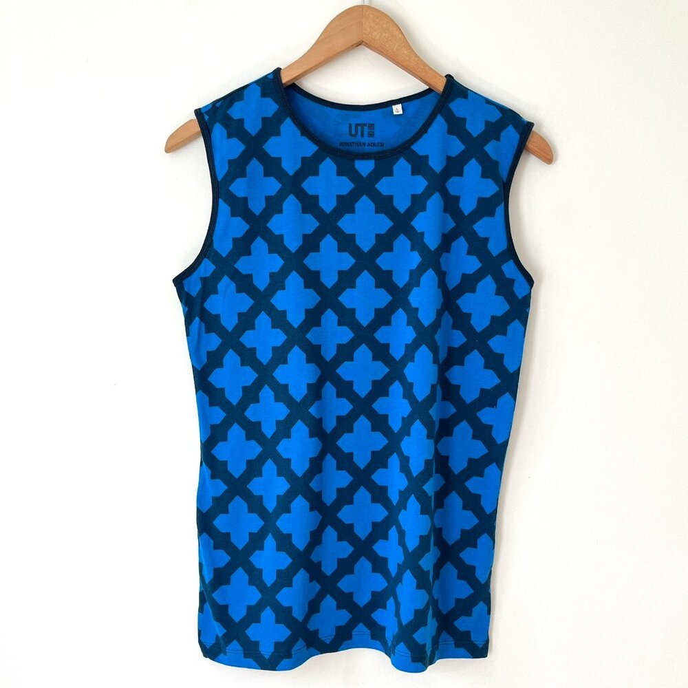 Jonathan Adler For Uniqlo Sleeveless Blue Geometric P… - Gem